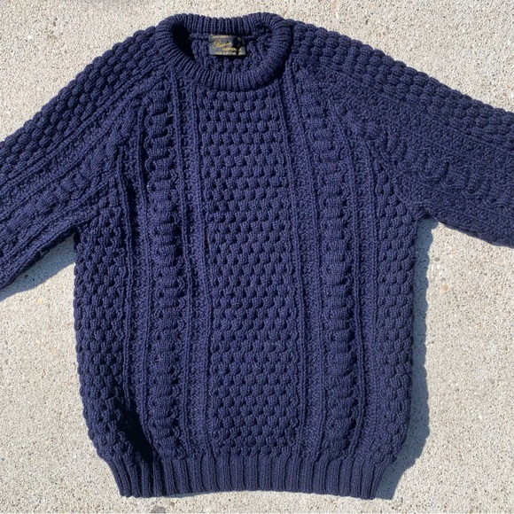 Vintage | Sweaters | Vintage 7s Hand Loomed Irish Artisan Navy Wool ...